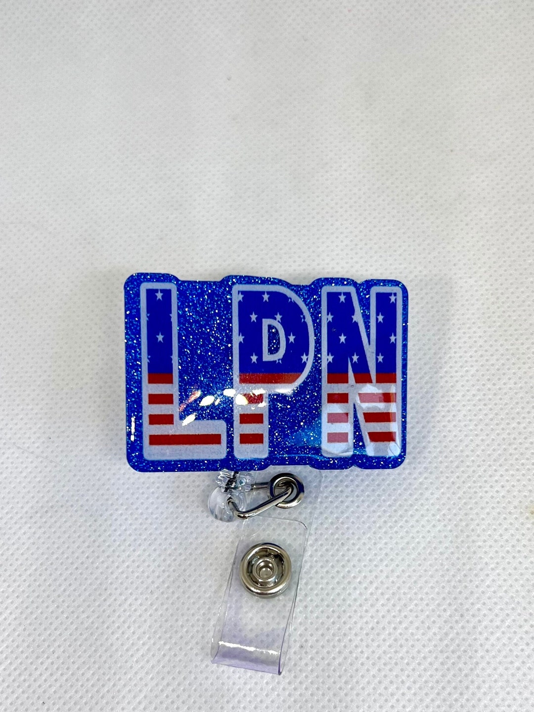 Patriotic LPN Badge Reel, Interchangeable Licensed Practical Nurse ID ...