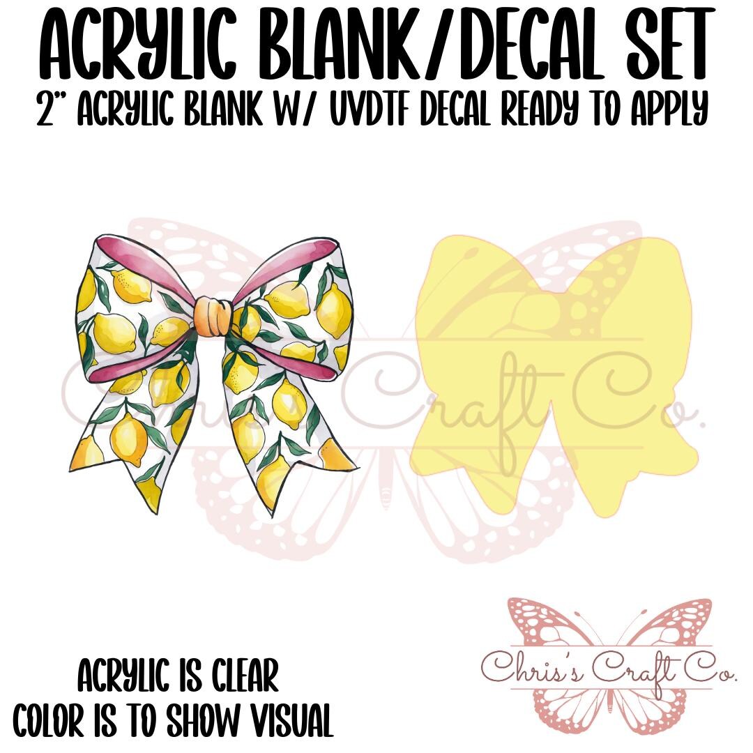 Lemon Bow Acrylic Badge Reel Blanks (DIY Decal Set, Yellow White) - Etsy