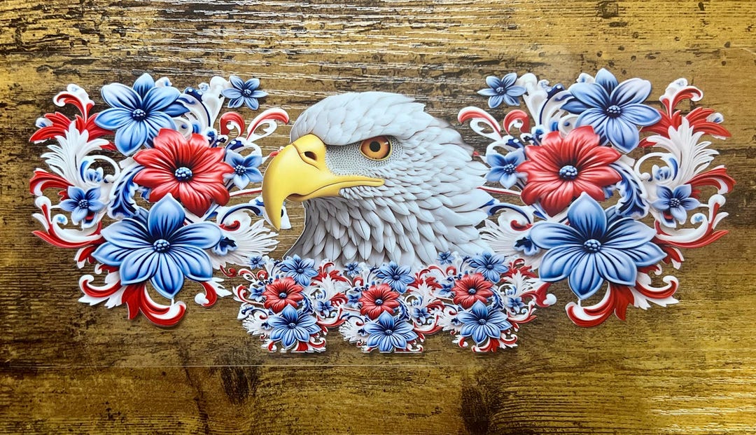 UVDTF Wrap America Bald Eagle 16oz Can Glass Mug Tumbler, Eagle Wrap ...