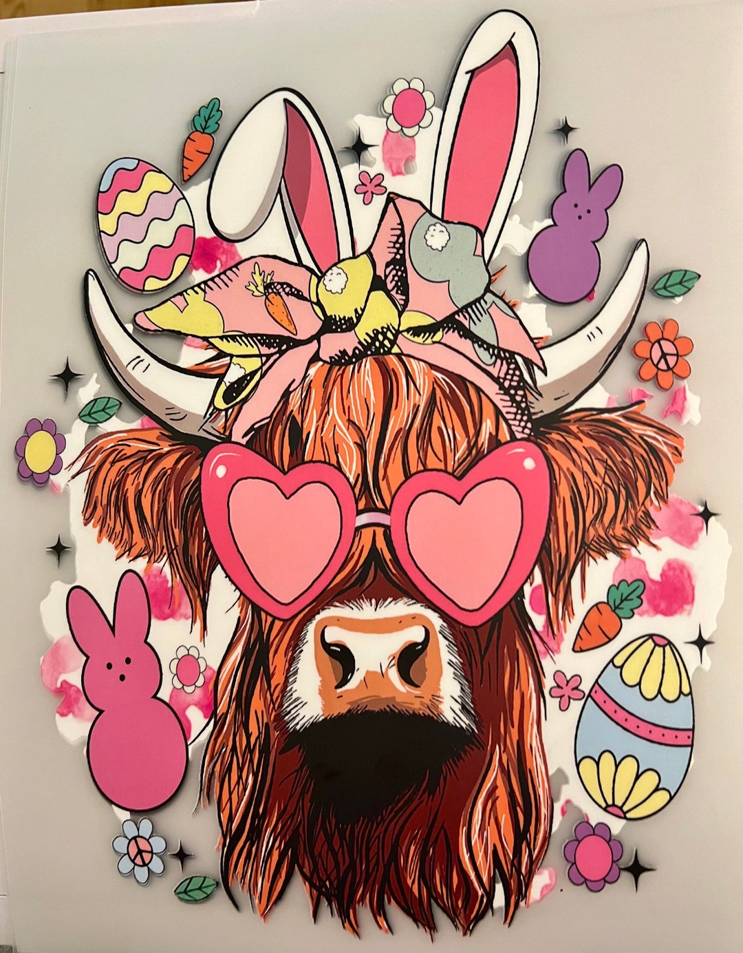Highland Cow Bunny Print Transfer, Easter Transfer, Ready to Press ...