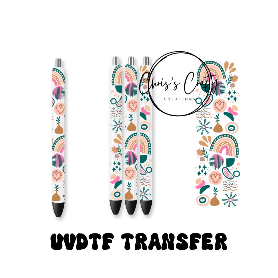UV DTF Boho Rainbow Pen Wrap | Permanent Adhesive | Waterproof | Ink ...