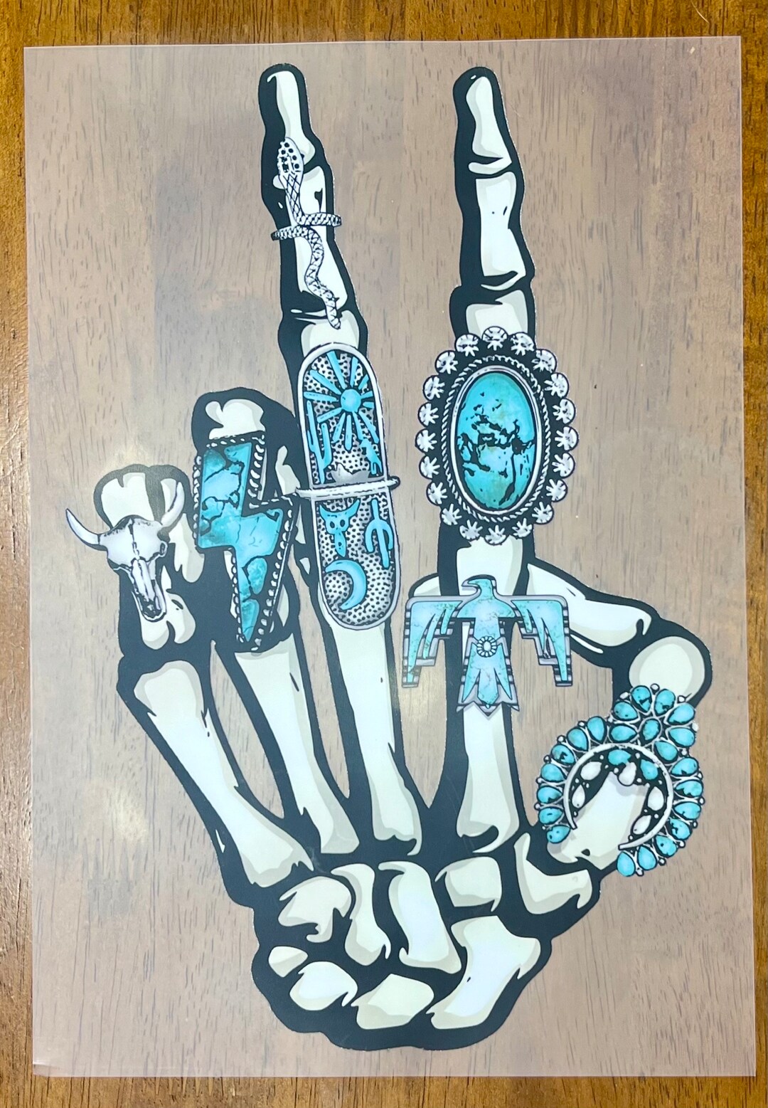 Screenprint Color Transfer Skeleton Peace Western Hand, Screenprint ...