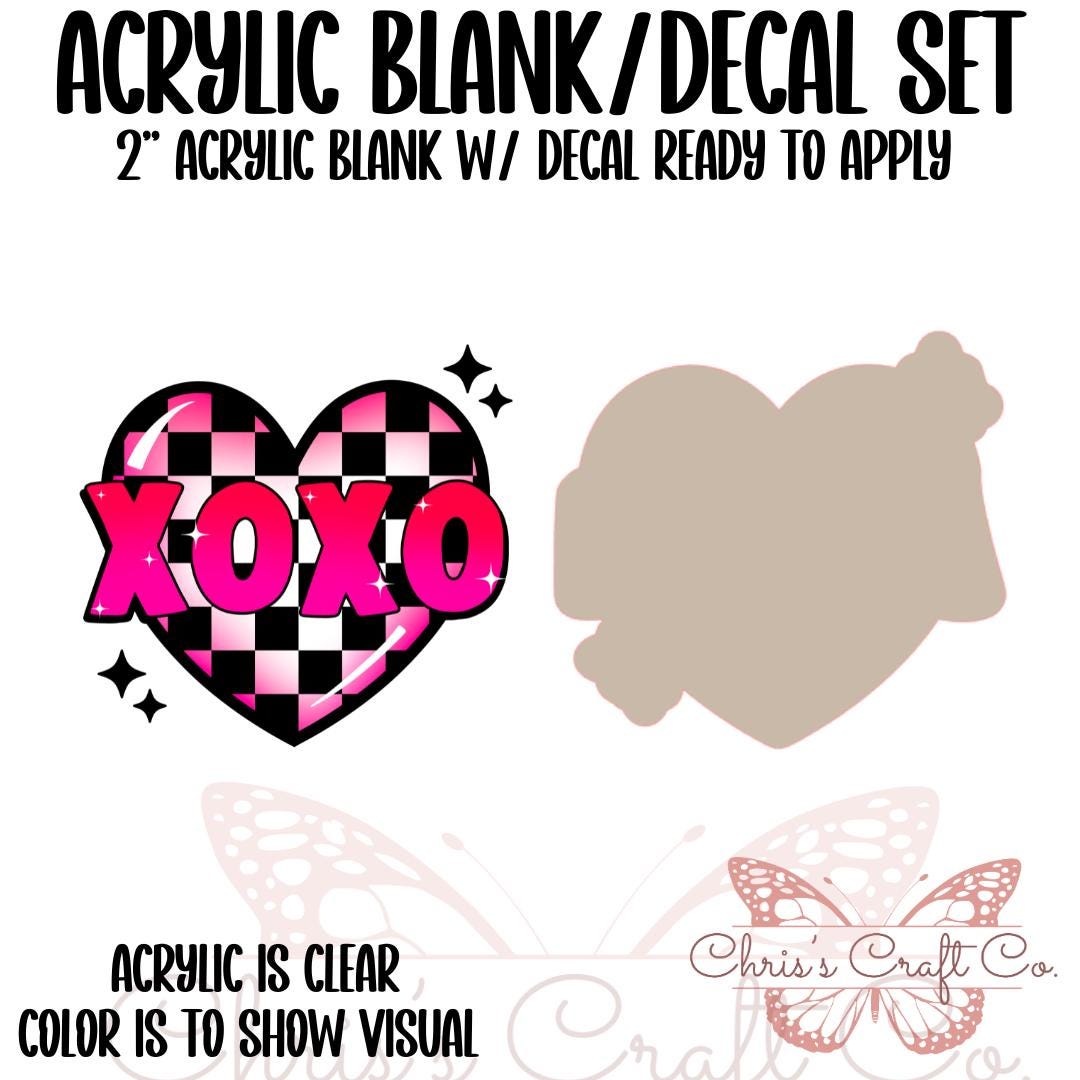 Valentine XOXO Acrylic Blank UVDTF Decal Set, Diy Badge Reels, Bow ...