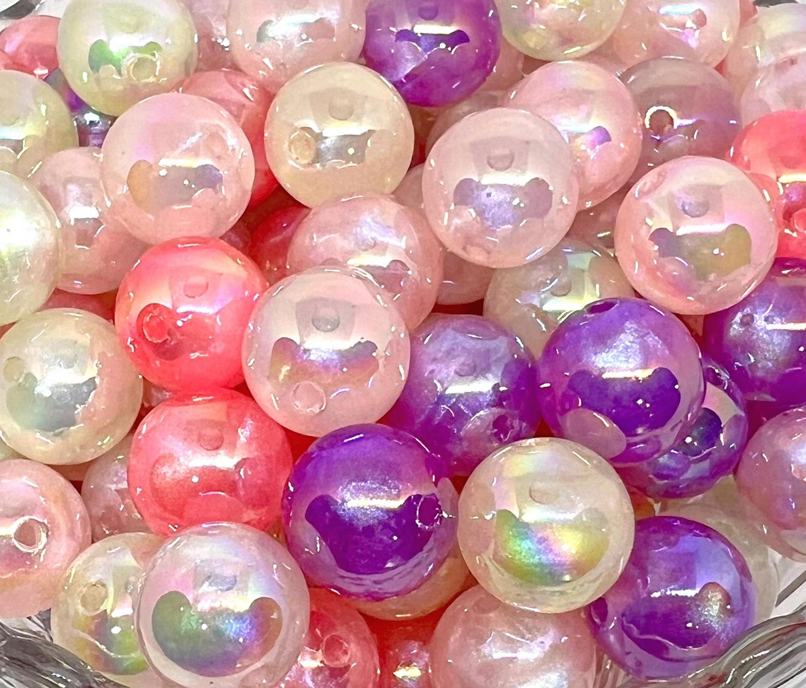 16mm Opal Pastel Acrylic Beads, Mint AB Gumball Beads for DIY Beaded ...