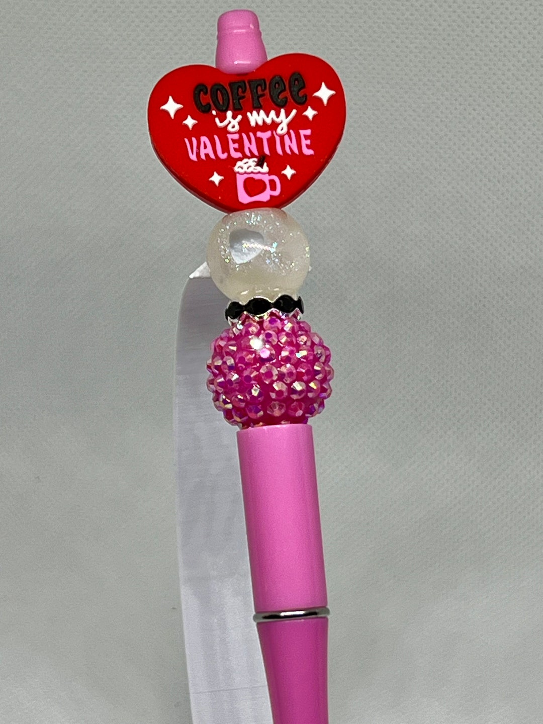 Coffee is My Valentine Beaded Pink Ink Pen | Teacher Gift | Nurse Gift ...