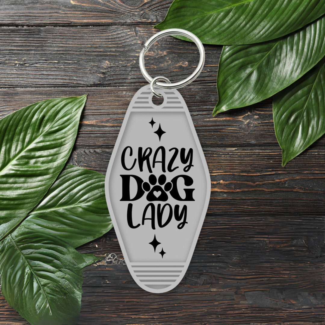UVDTF Keychain Crazy Dog Lady Decal, Motel Keychain Ready to Apply ...