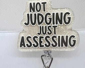 Not Judging Just Assessing Retractable Badge Reel - Etsy