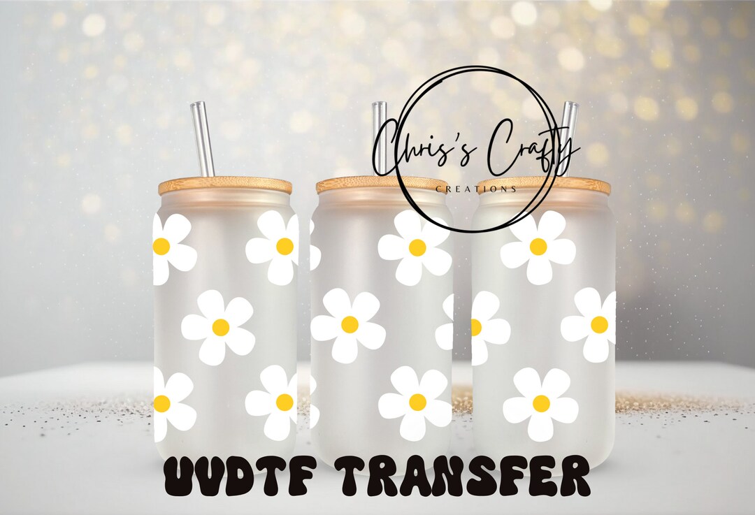 UVDTF Wrap Boho White Daisy for 16 Oz Can Glass or 40 Oz Tumbler Daisy ...