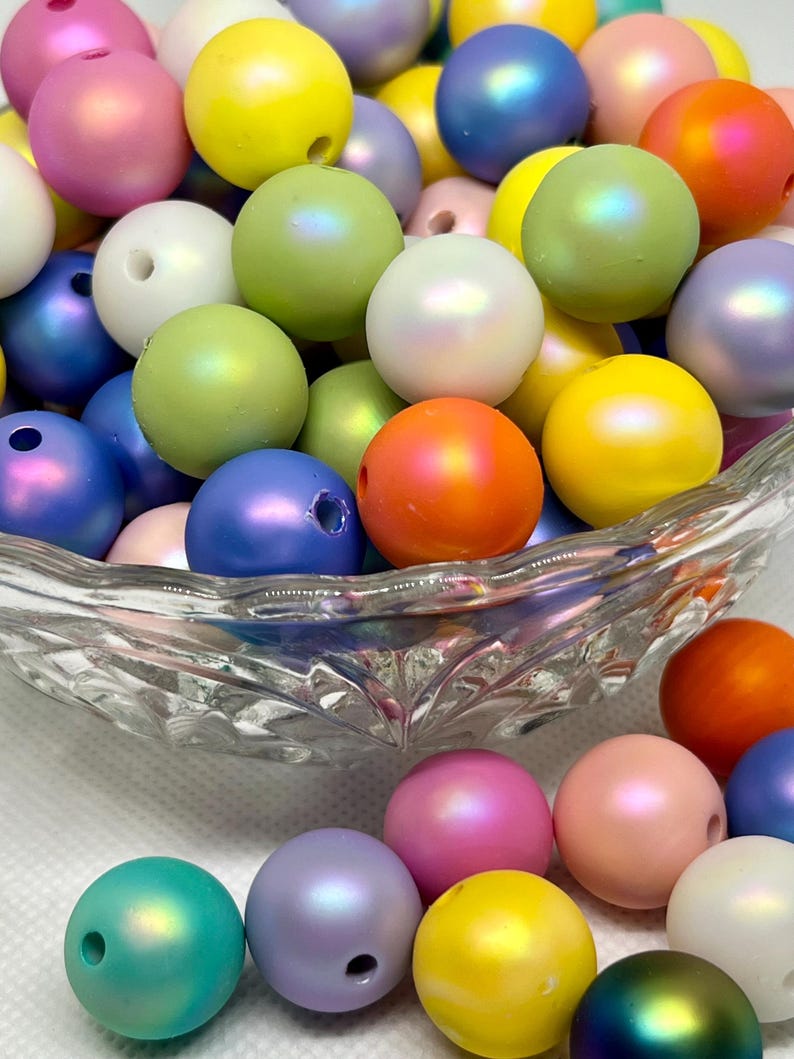 16mm Opal Coated Acrylic Beads, Bulk Colorful Gumball Beads for DIY ...