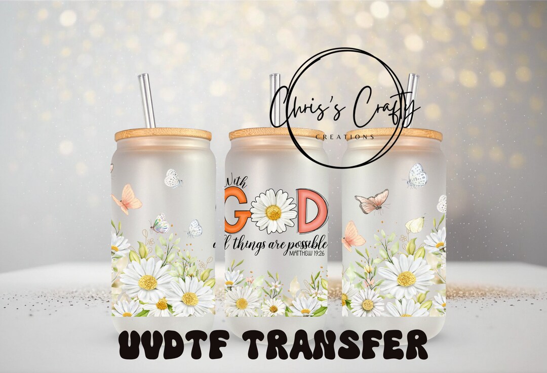 UVDTF Wrap Christian With God 16oz Can Glass Mug Tumbler, Christian ...