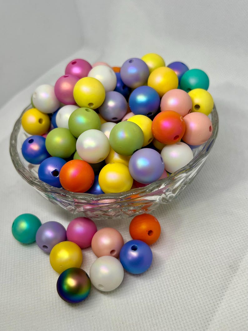 16mm Opal Coated Acrylic Beads, Bulk Colorful Gumball Beads for DIY ...