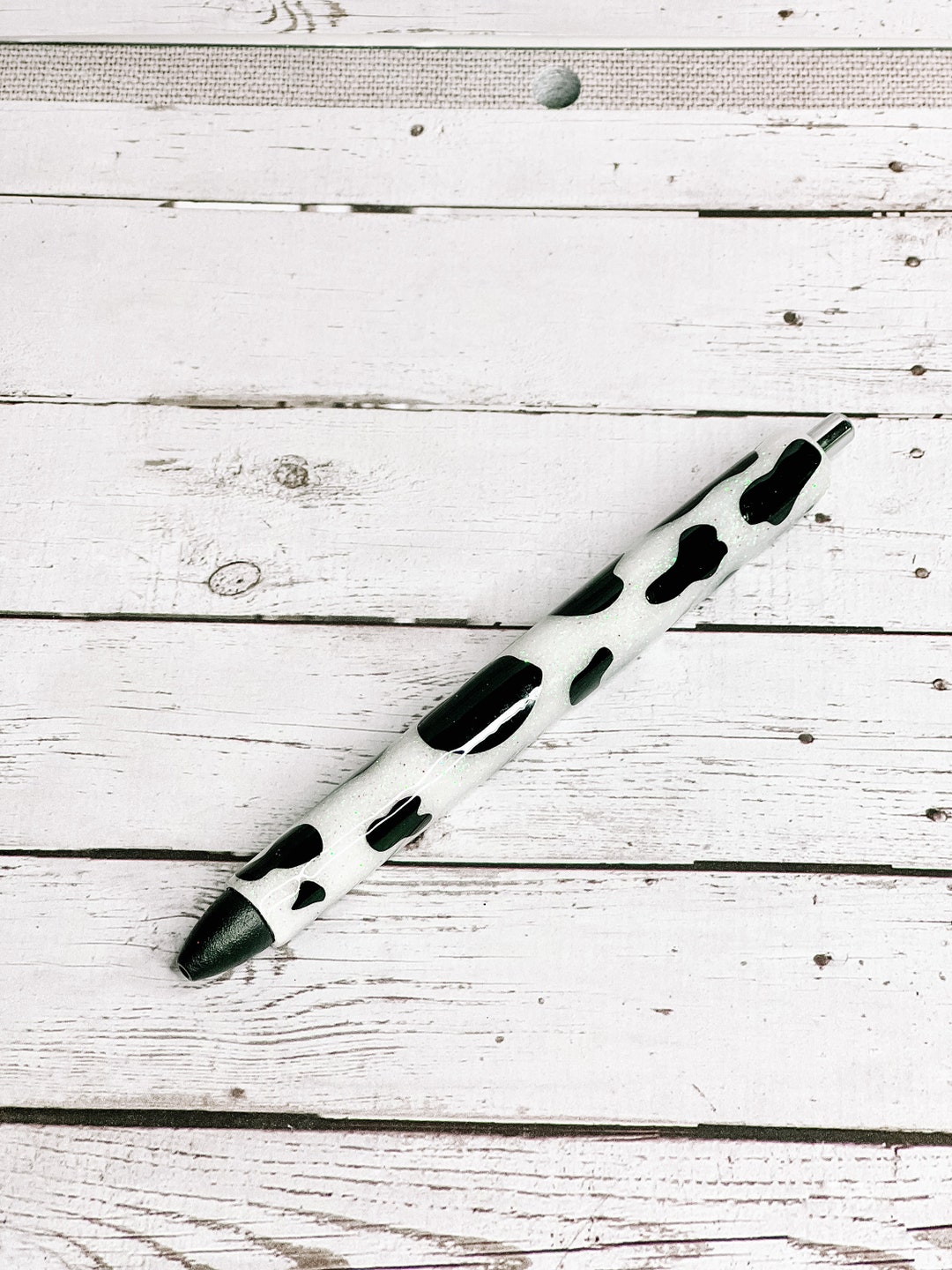 Cow Print Glitter Pen, Black Cow Print, UV Resin Pens, Nurse Gift ...