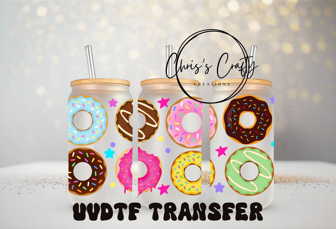 UVDTF Wrap Cute Donuts for 16 Oz Can Glass Ready to Apply Permanent ...