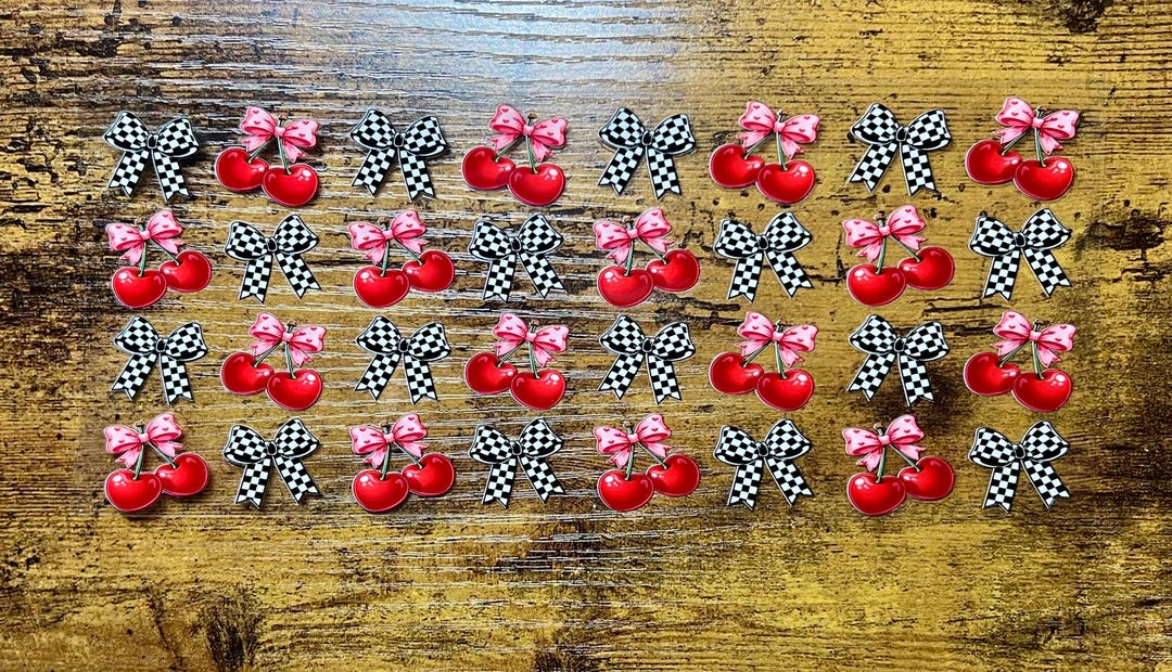 Cherry Checkered Bow UVDTF Wrap for 16oz Glass Can Cups - Etsy