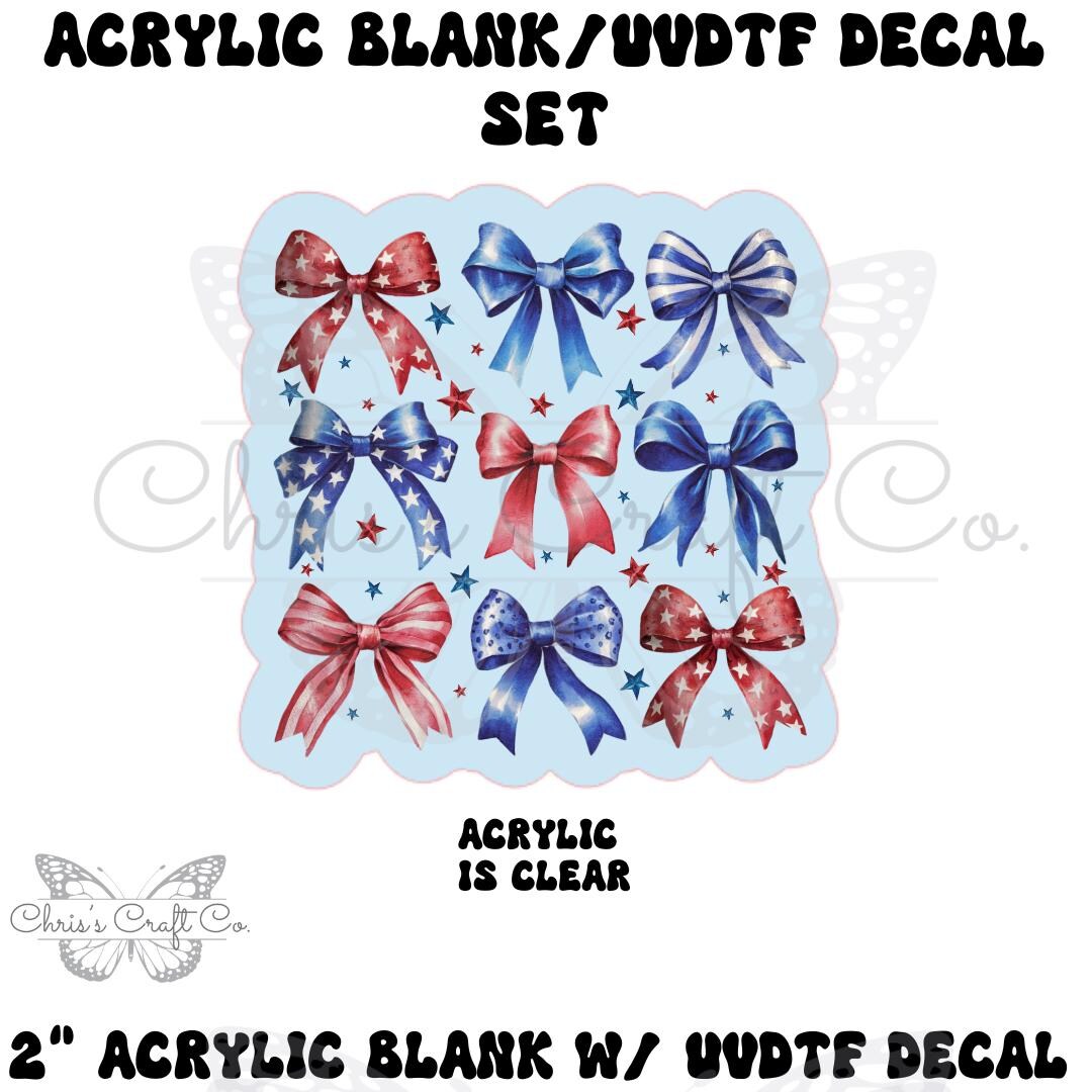 Acrylic Blank Patriotic Bow Set With UVDTF Decal, DIY Badge Reels, Bow ...