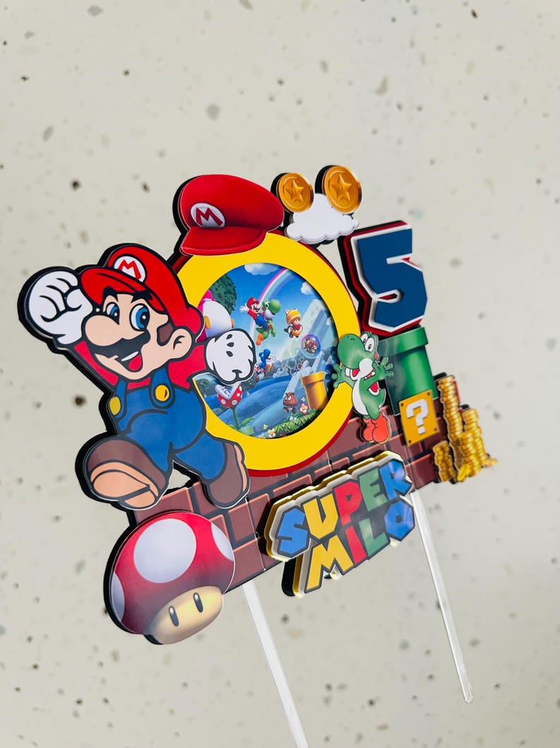 Inspired Super Mario Cake Topper/mario Theme Party/mario Party/mario ...