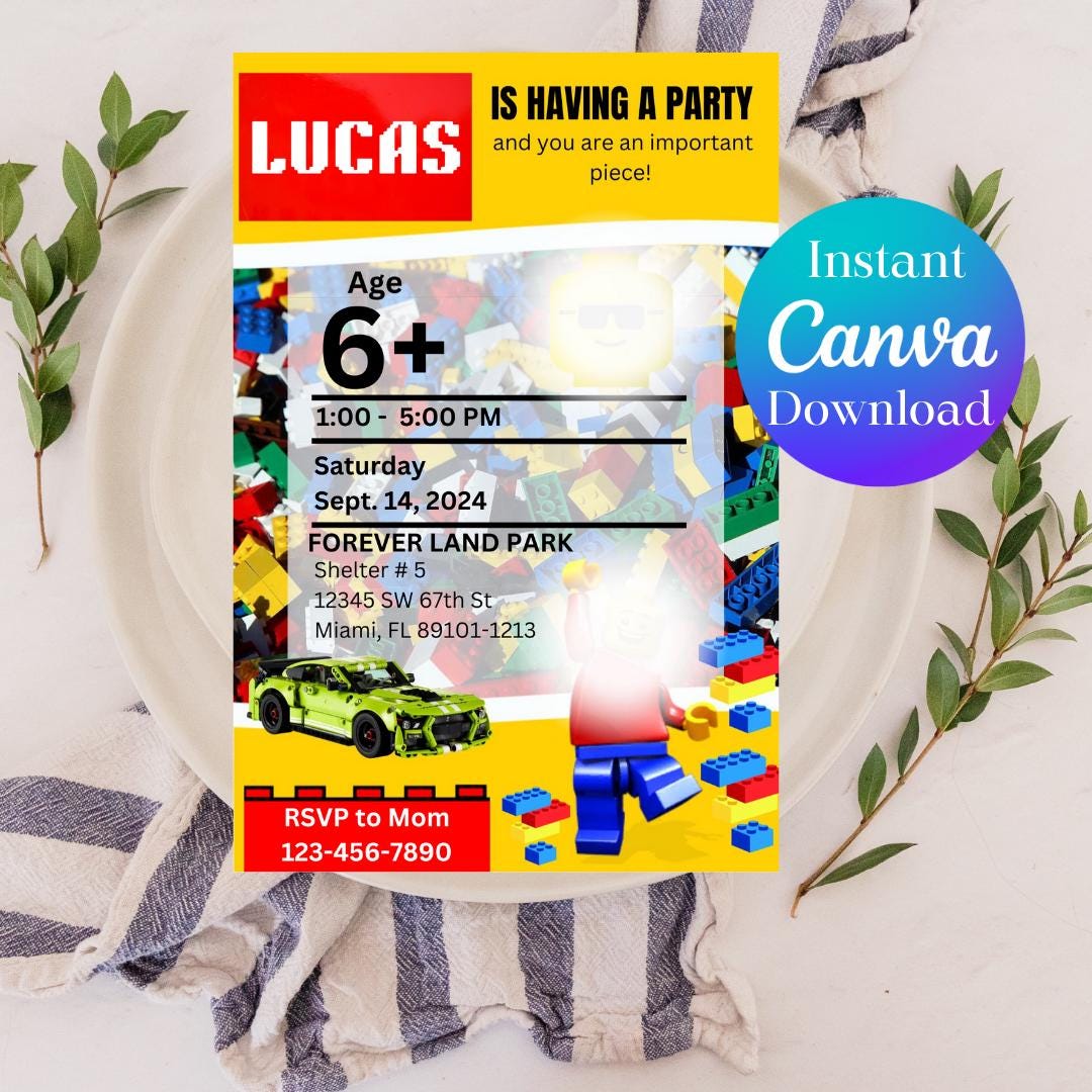Building Blocks Invite, Editable Blocks Invitation, Building Blocks ...