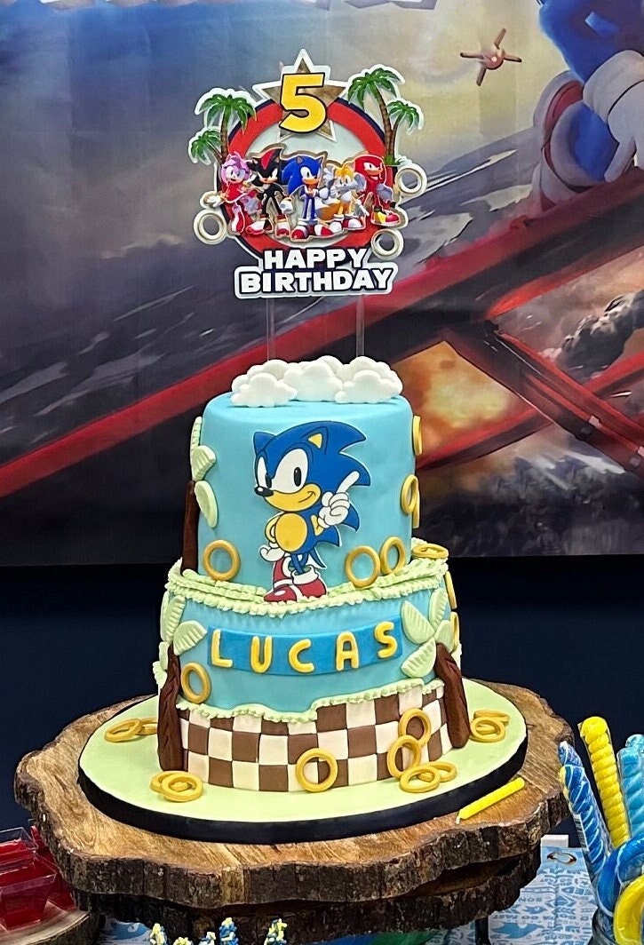 Sonic Cake Topper/sonic Theme Party/3d Cake Topper/personalized Sonic ...