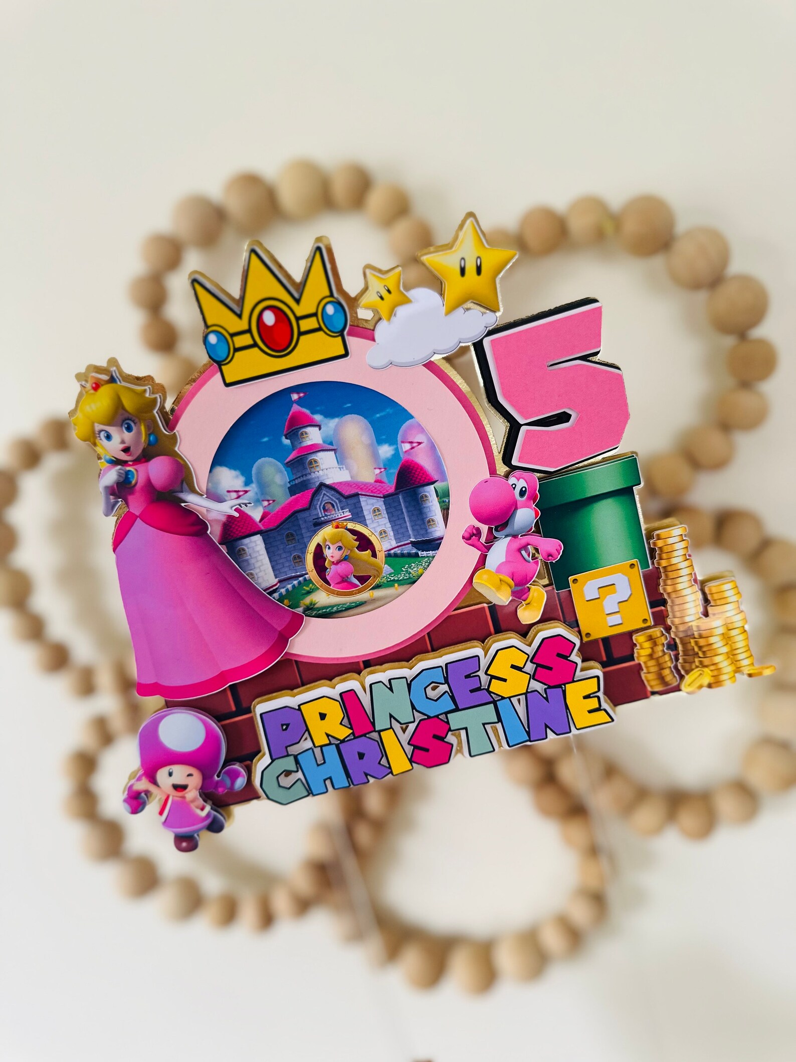 Princess Peach Cake Topper/peach Theme Party/peach Princess/ Mario ...