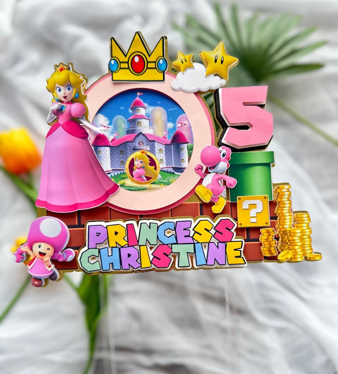 Princess Peach Cake Topper/peach Theme Party/peach Princess/ Mario ...