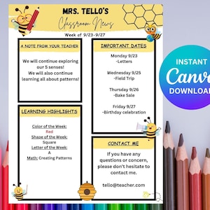 Bee Theme Classroom Newsletter Template,busy Bees Hive Theme Classroom ...