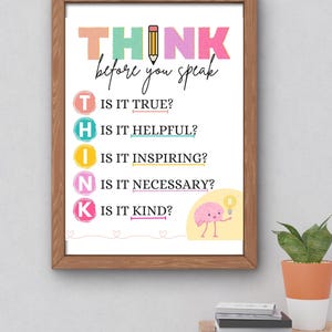 Think Before You Speak Poster Set,classroom Decor,classroom Rules ...