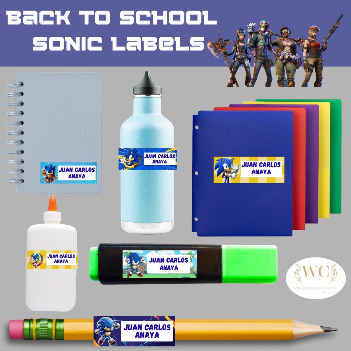 Sonic Supplies Back to School Labels | Waterproof Stickers ...