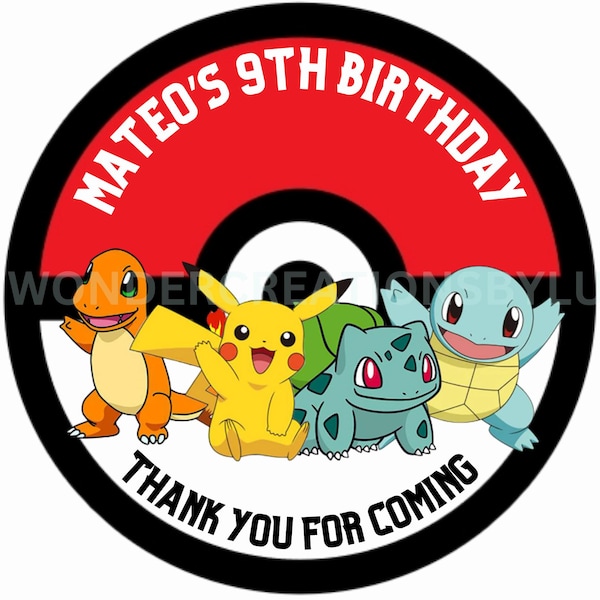 Pokemons Sticker Birthday - Etsy