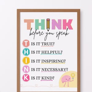 Think Before You Speak Poster Set,classroom Decor,classroom Rules ...