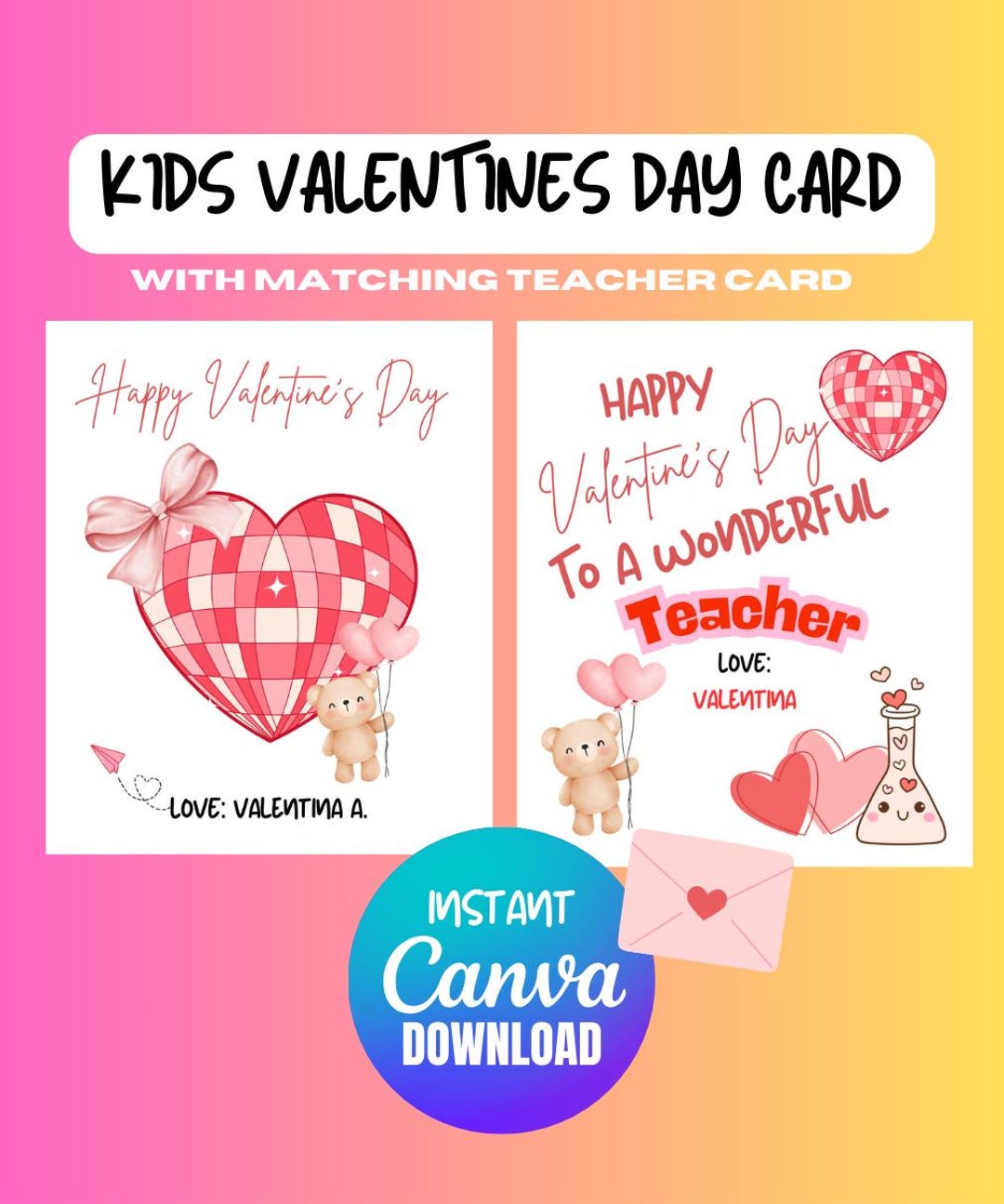 Bear Valentines Day Cards,printable Valentines,editable Instant ...