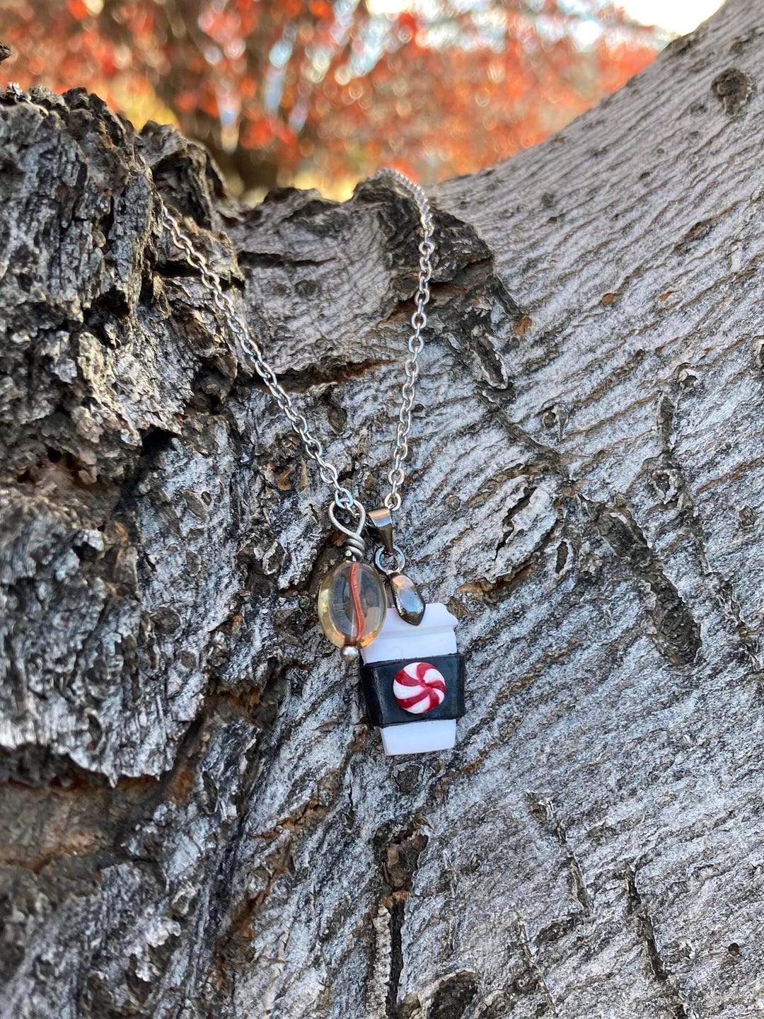 Lil Peppermint Mocha polymer Clay Necklace Stainless Steal Chain ...