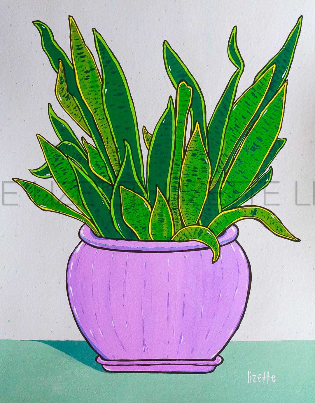 Snake Plant Painting - Acrylic Paint Print Original Art - Etsy