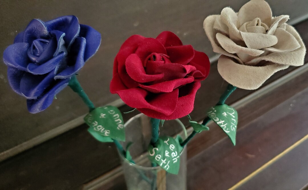 Personalized Leather Rose , Leather Flowers, Leather Roses, Anniversary ...