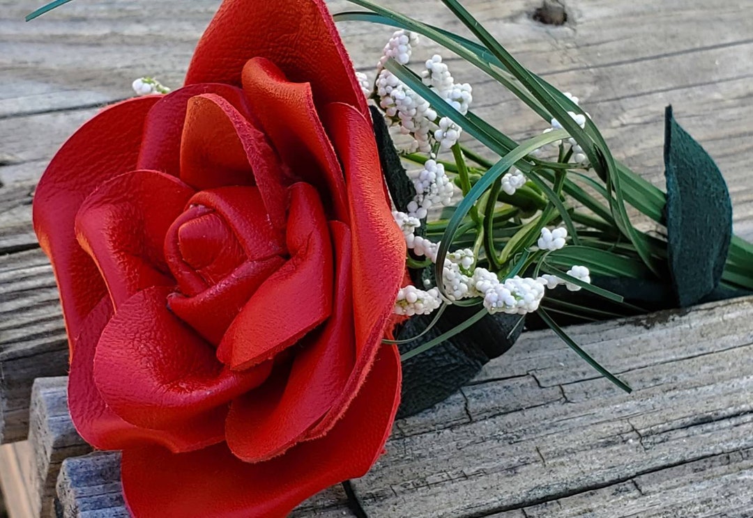 Red Leather Rose, Leather Rose, Valentines Day Gift, ,anniversary Gift ...