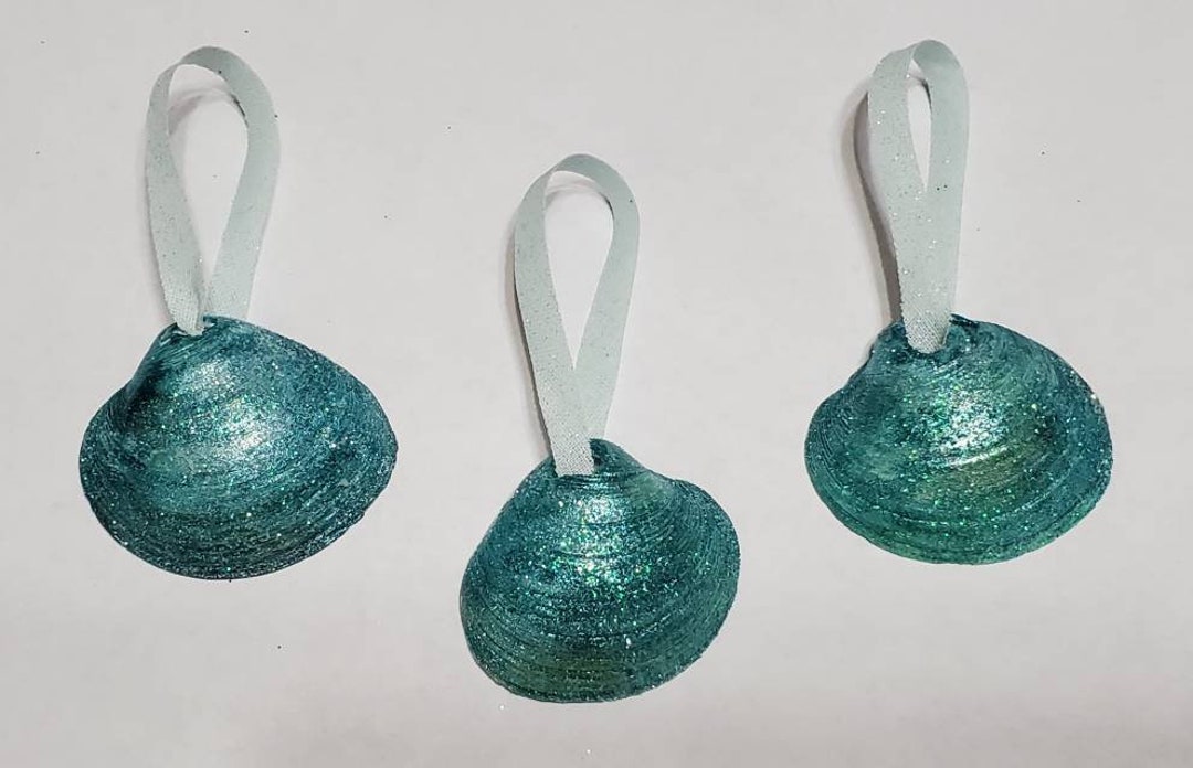 Sparkly Seashell Christmas Ornaments: Coastal Beach Decor, Set of 3 - Etsy