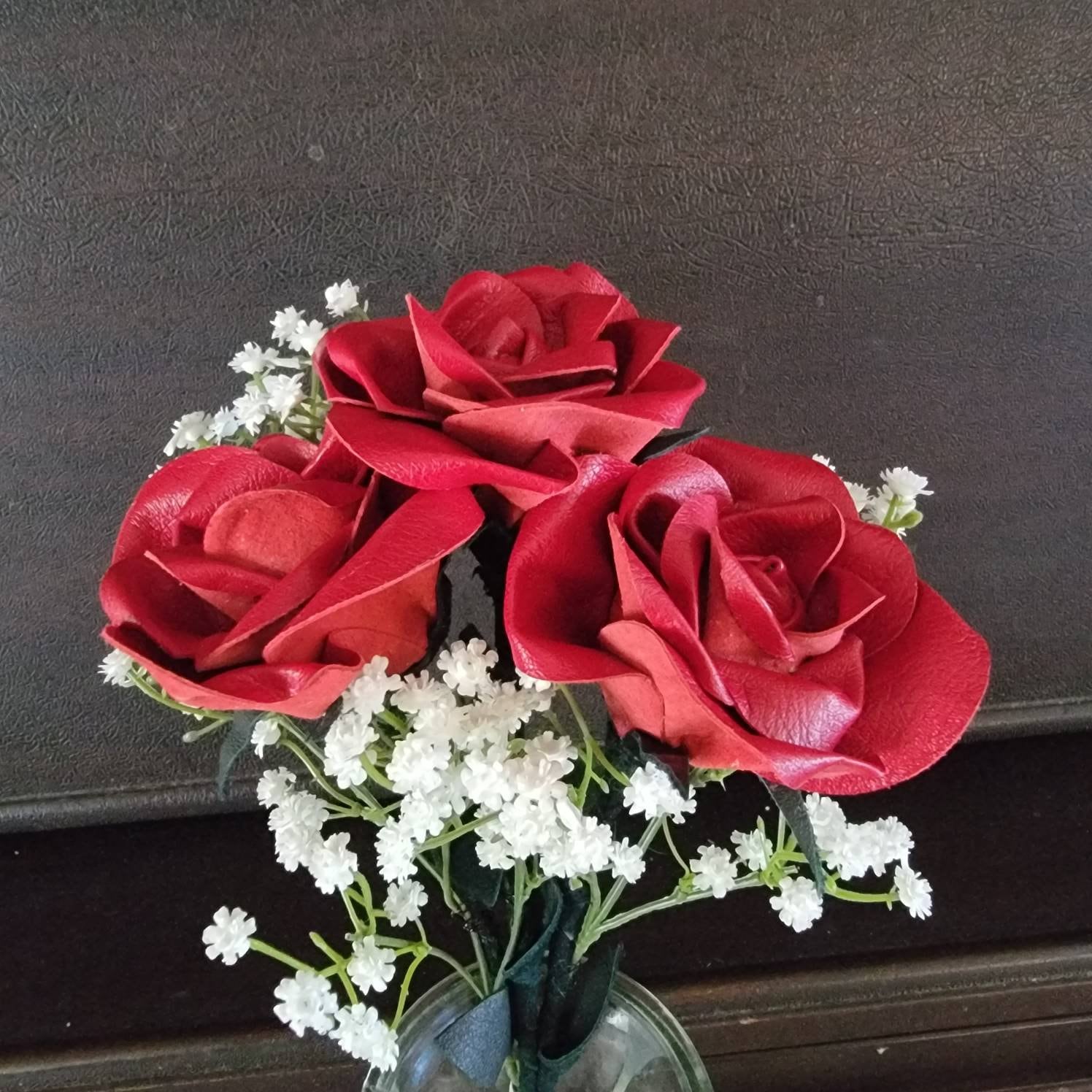 3rd Anniversary Gift, Red Leather Roses, Anniversary Gift, Leather ...