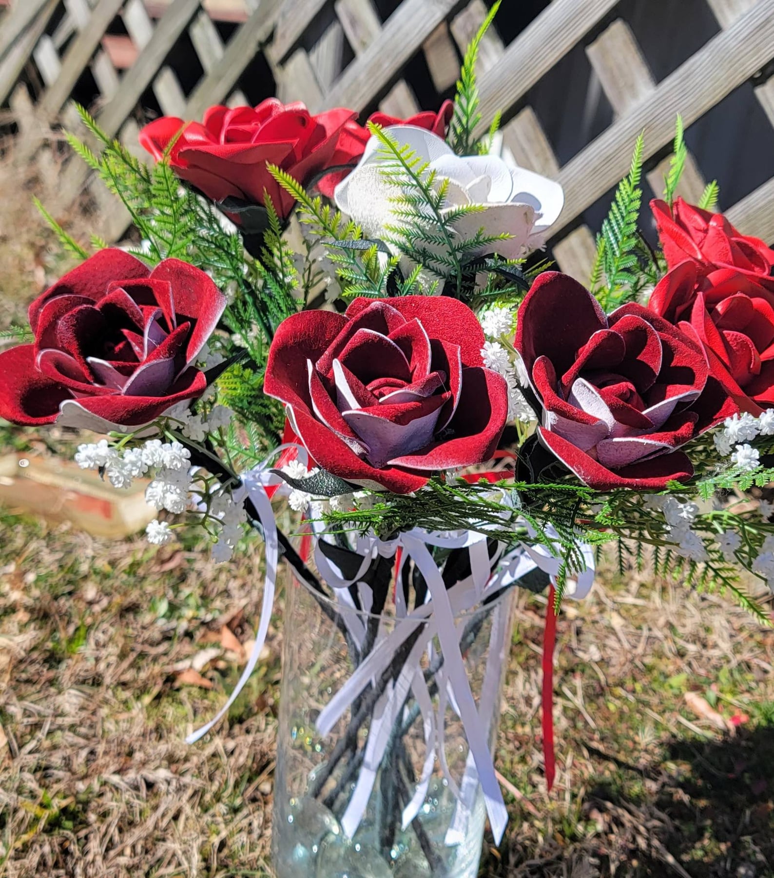 Fire and Ice Roses, Red and White Roses, 3rd Anniversary Gift, Osiria ...