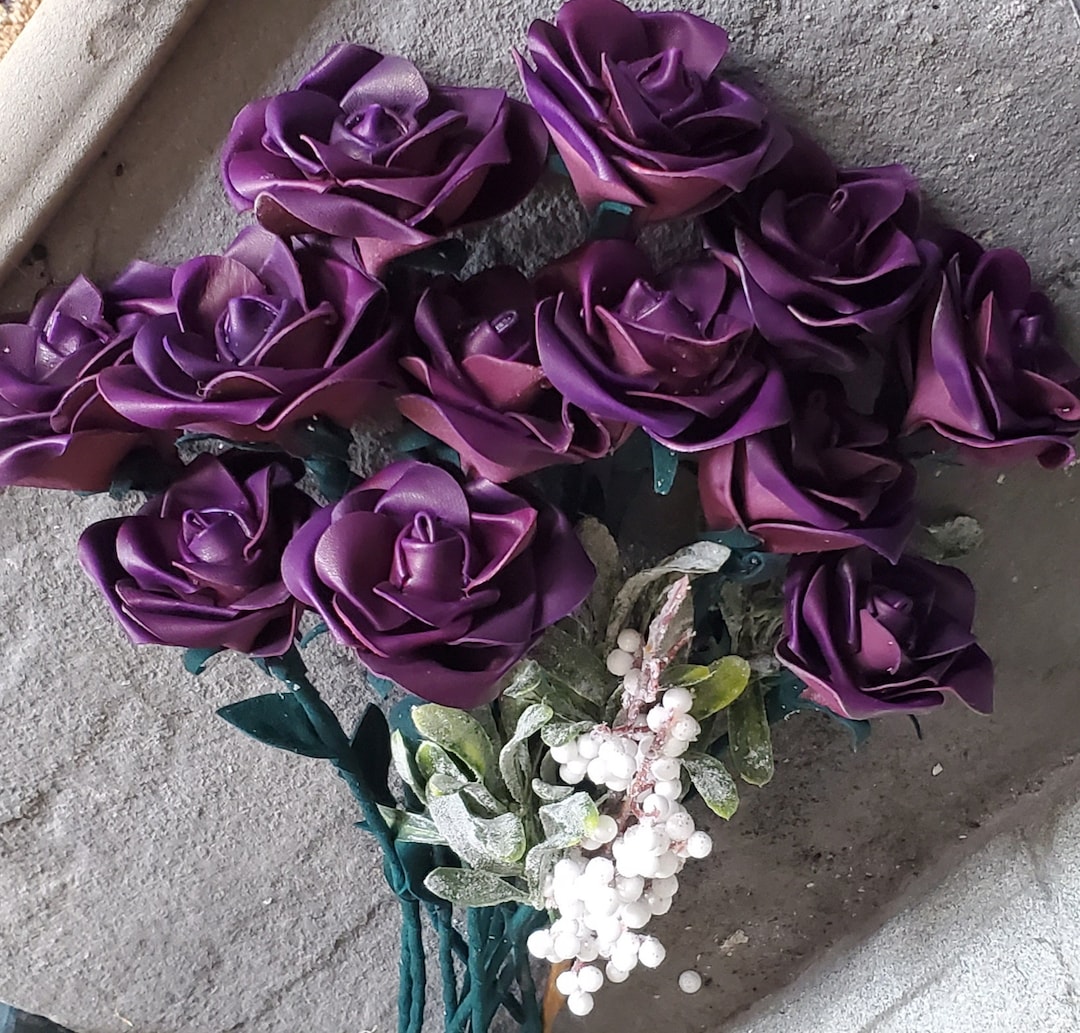 Purple Leather Roses, Dozen Purple Roses, Anniversary Gift - Etsy