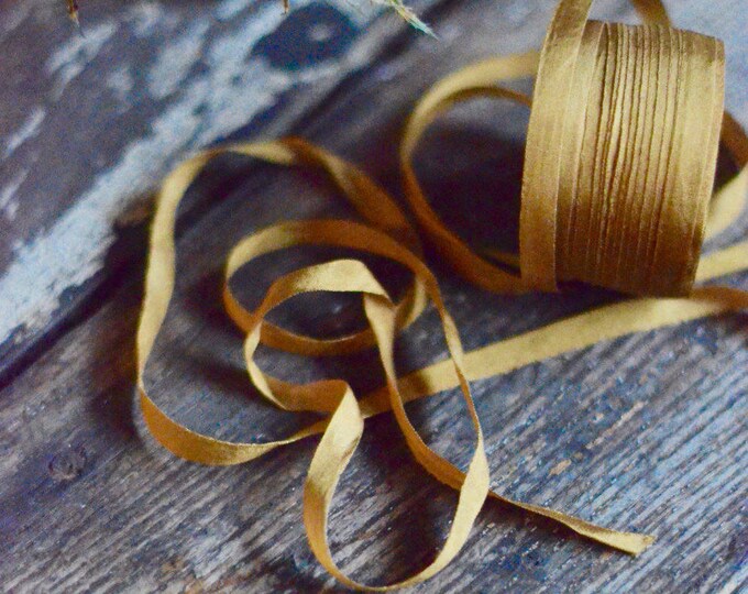 54 Yard Roll of Small Gold Silk Ribbon - Etsy