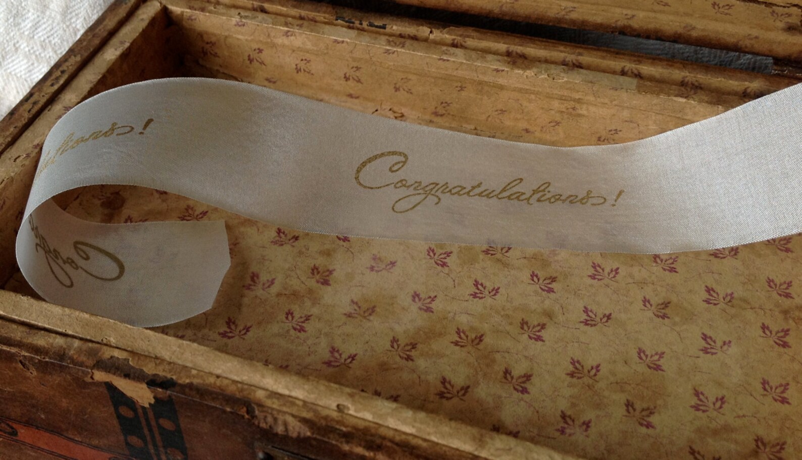 Congratulations Ribbon Gold and Ivory Sheer Ribbon | Etsy