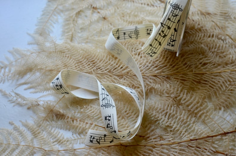 Music Notes Printed Cotton Ribbon - Etsy