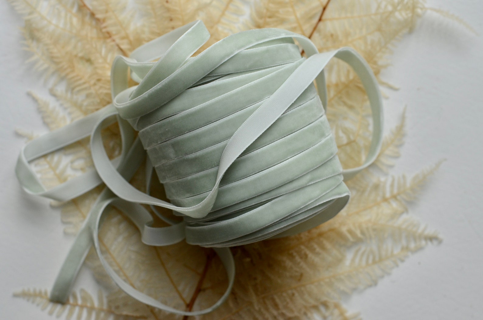 Celadon Green 3/8 Velvet | Etsy