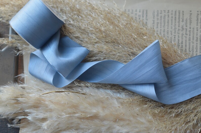 Dusty Blue 2 Wide Silk Ribbon - Etsy