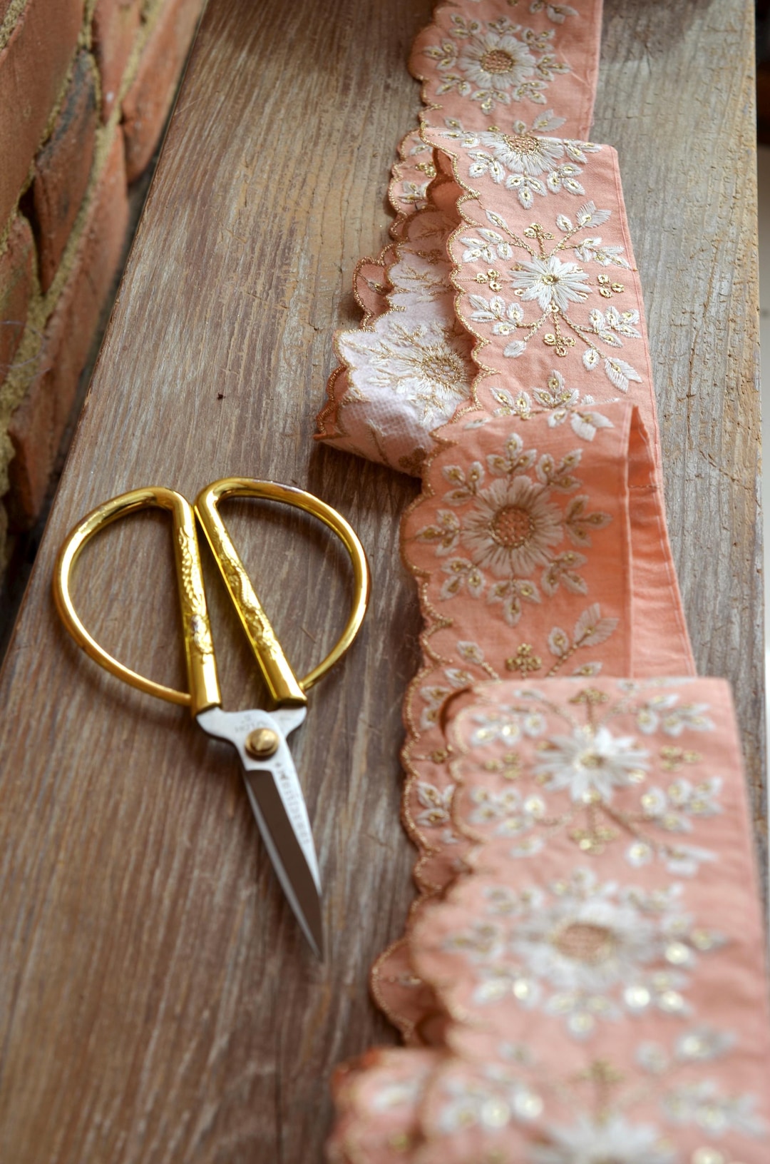Apricot Scalloped Embroidered Ribbon - Etsy