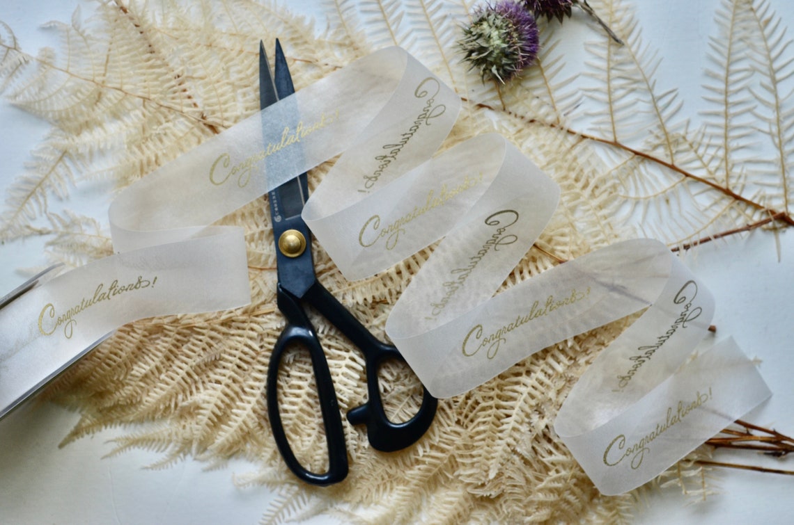 Congratulations Ribbon Gold and Ivory Sheer Ribbon | Etsy