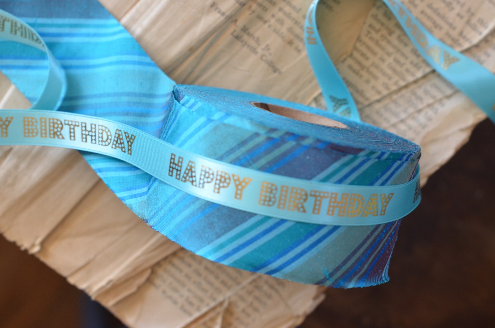 Happy Birthday Satin Ribbon | Etsy