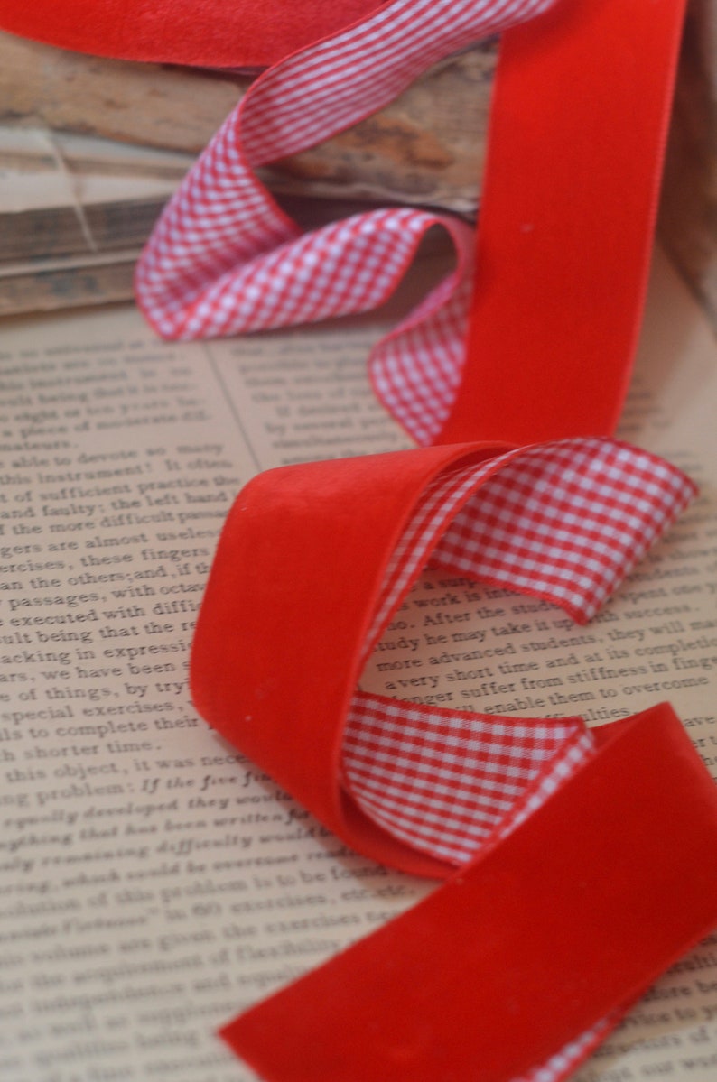 Red and White English Check Ribbon - Etsy