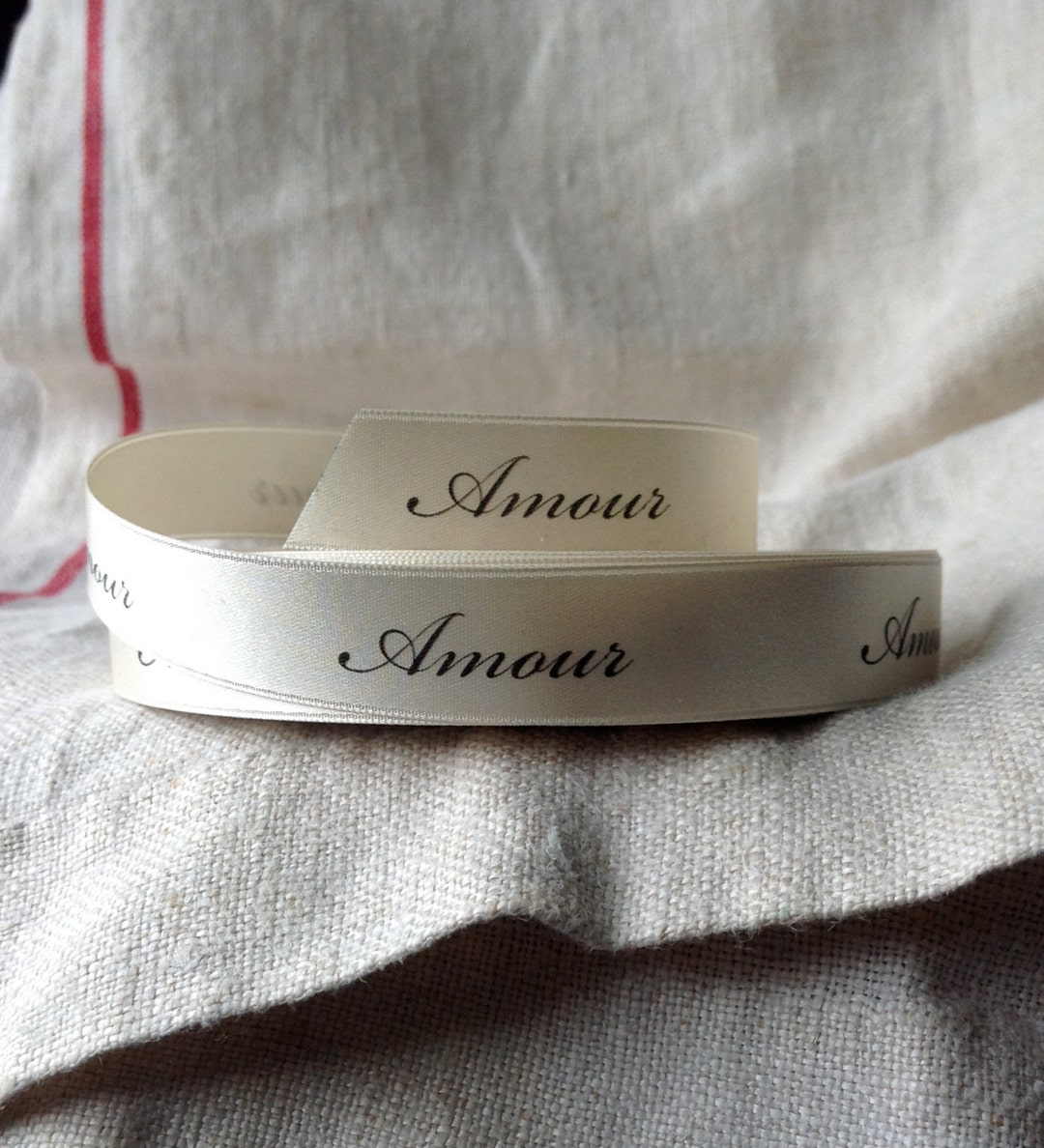 Satin Printed Ribbon Amour - Etsy