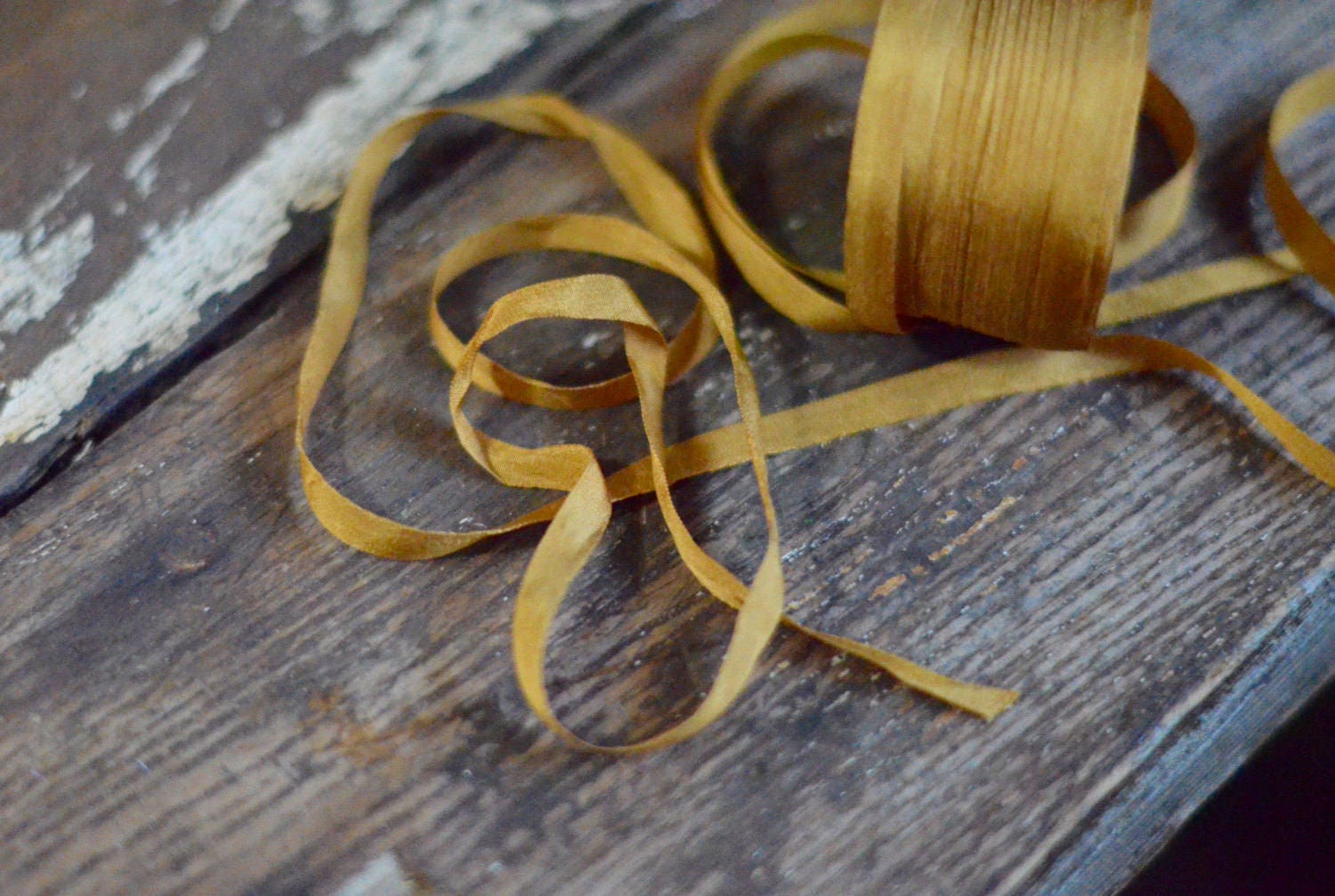 54 yard roll of small gold silk ribbon | Etsy