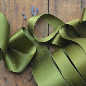 Olive Green Silk Satin Ribbon - Etsy